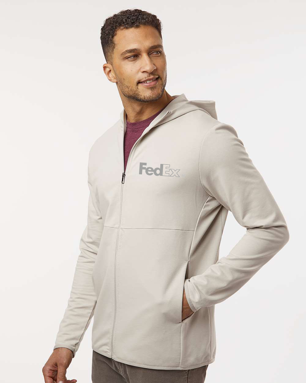 Fedex - UNISEX LIGHTWEIGHT FULL-ZIP HOODIE IN LIGHT SMOKE GREY